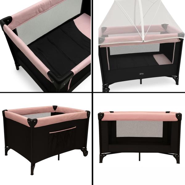 Encierro Cuna colecho Corral Link Rosado/Negro 3 Posiciones 0-36m ...